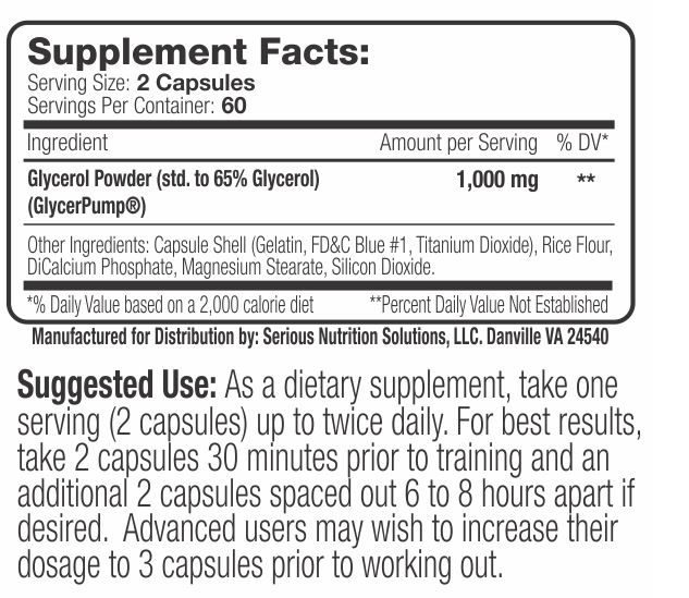 SNS (Serious Nutrition Solutions) GlycerPump 120ct, - Flex It Nutrition